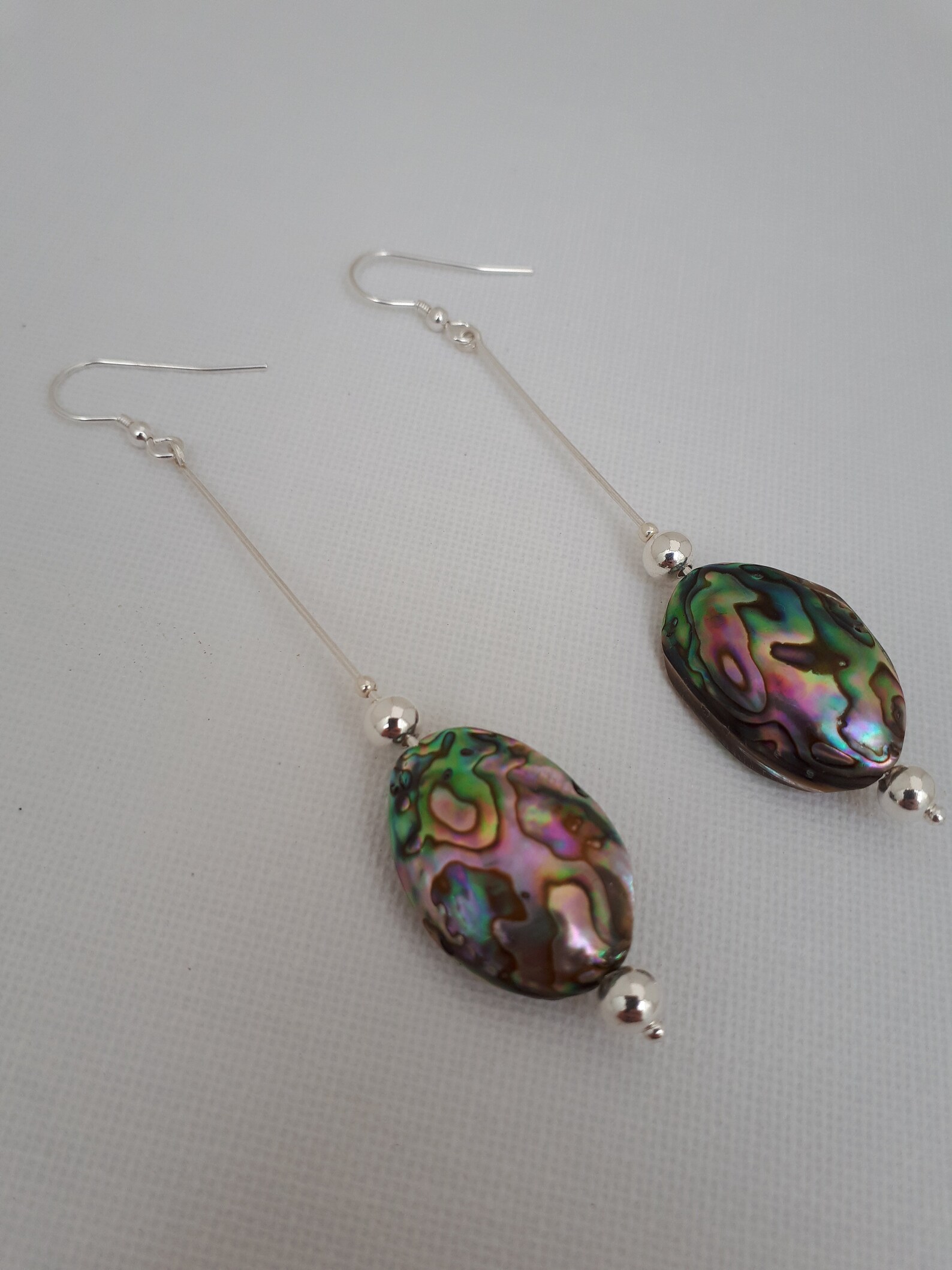 Abalone Earrings, Abalone Shell Earrings, 925 Sterling Silver, Long ...