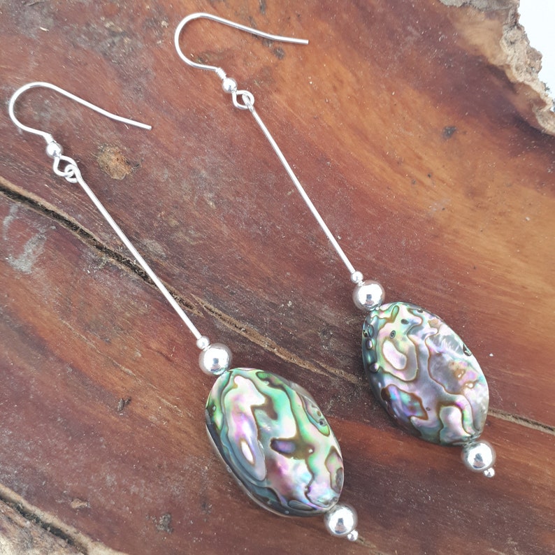 Abalone Earrings, Abalone Shell Earrings, 925 Sterling Silver, Long ...