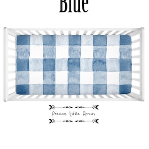 Farmhouse Crib Sheet / Blue and White Plaid Sheet / Farmhouse Baby ...