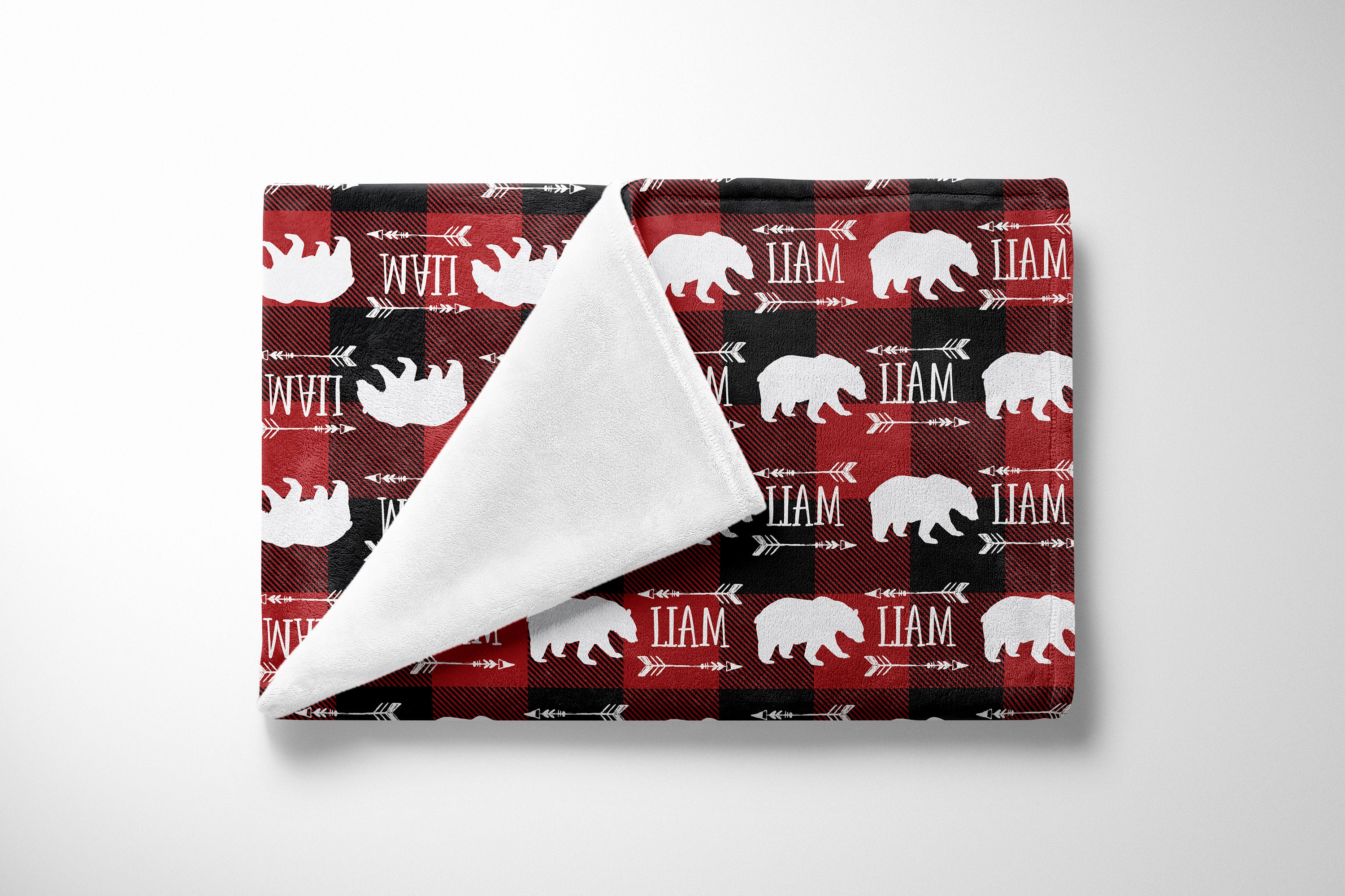 Personalized Plaid Bear Swaddle Set/ Custom Bear Baby Blanket/ - Etsy