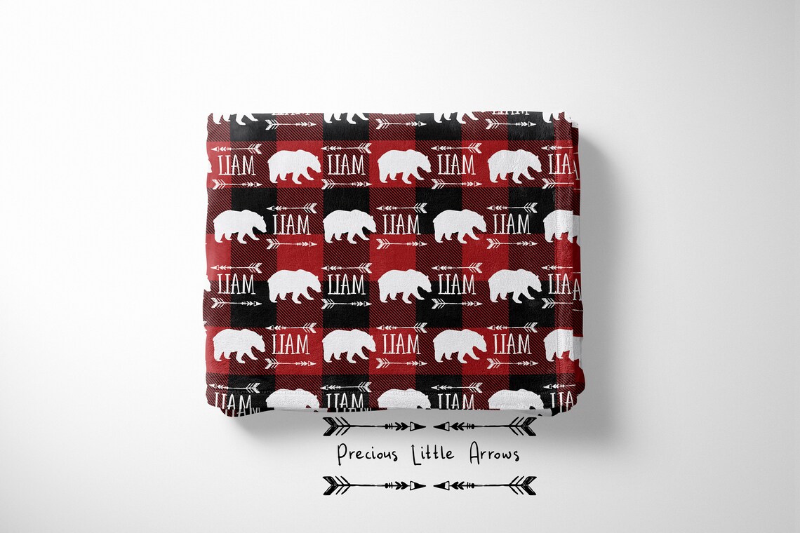 Personalized Plaid Bear Swaddle Set/ Custom Bear Baby Blanket/ - Etsy
