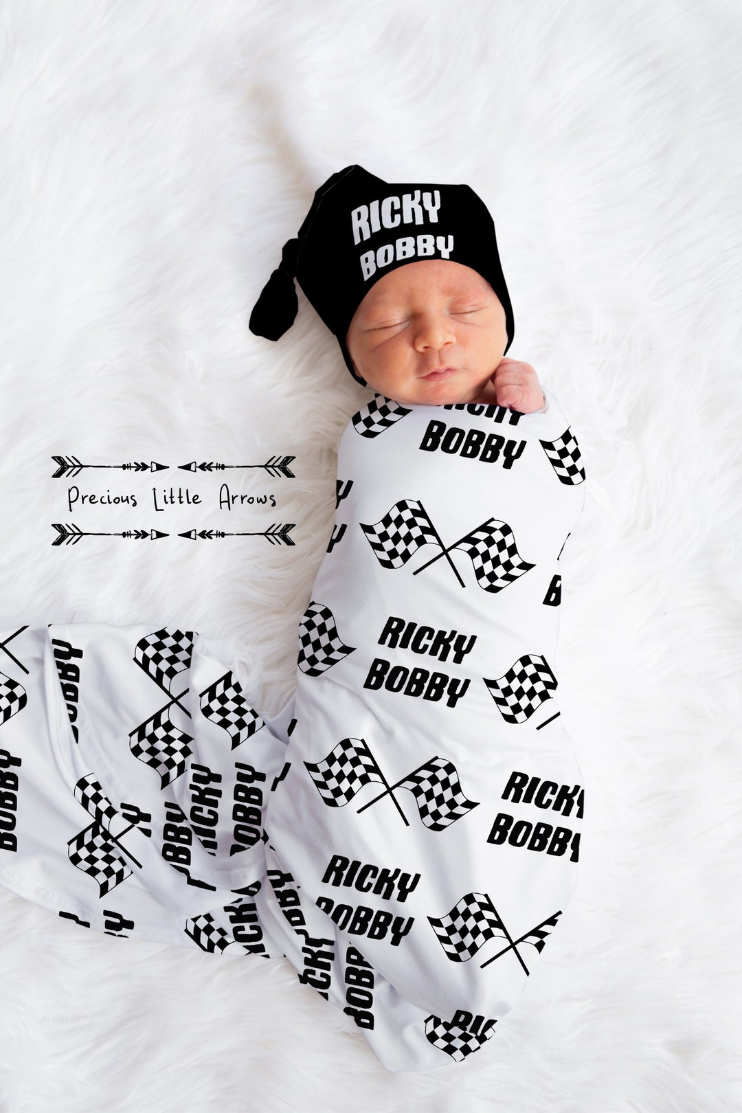 Personalized Racing Swaddle Blanket/ Racing Flags Baby Blanket/ Baby ...