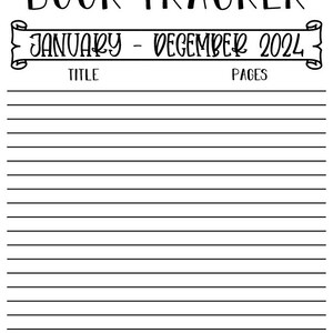 2024 Book Reading Tracker Printable, Bullet Journal Printable ...