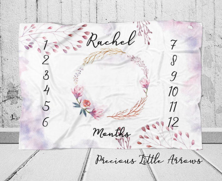 Girls Milestone Blanket Personalized Baby Blanket | Etsy