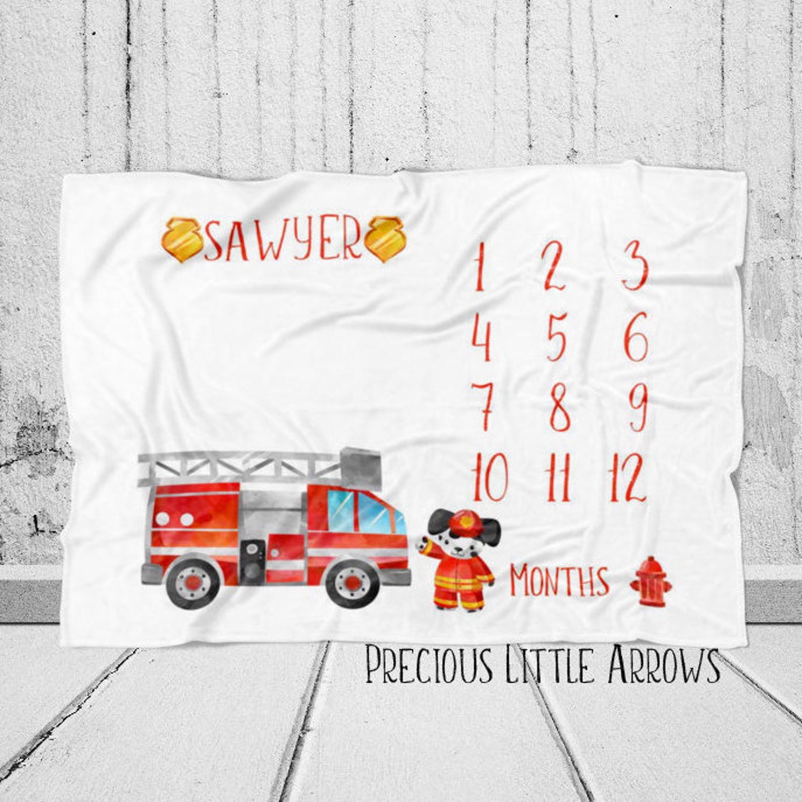 Firefighter Monthly Baby Blanket /fireman Growth Chart Blanket | Etsy