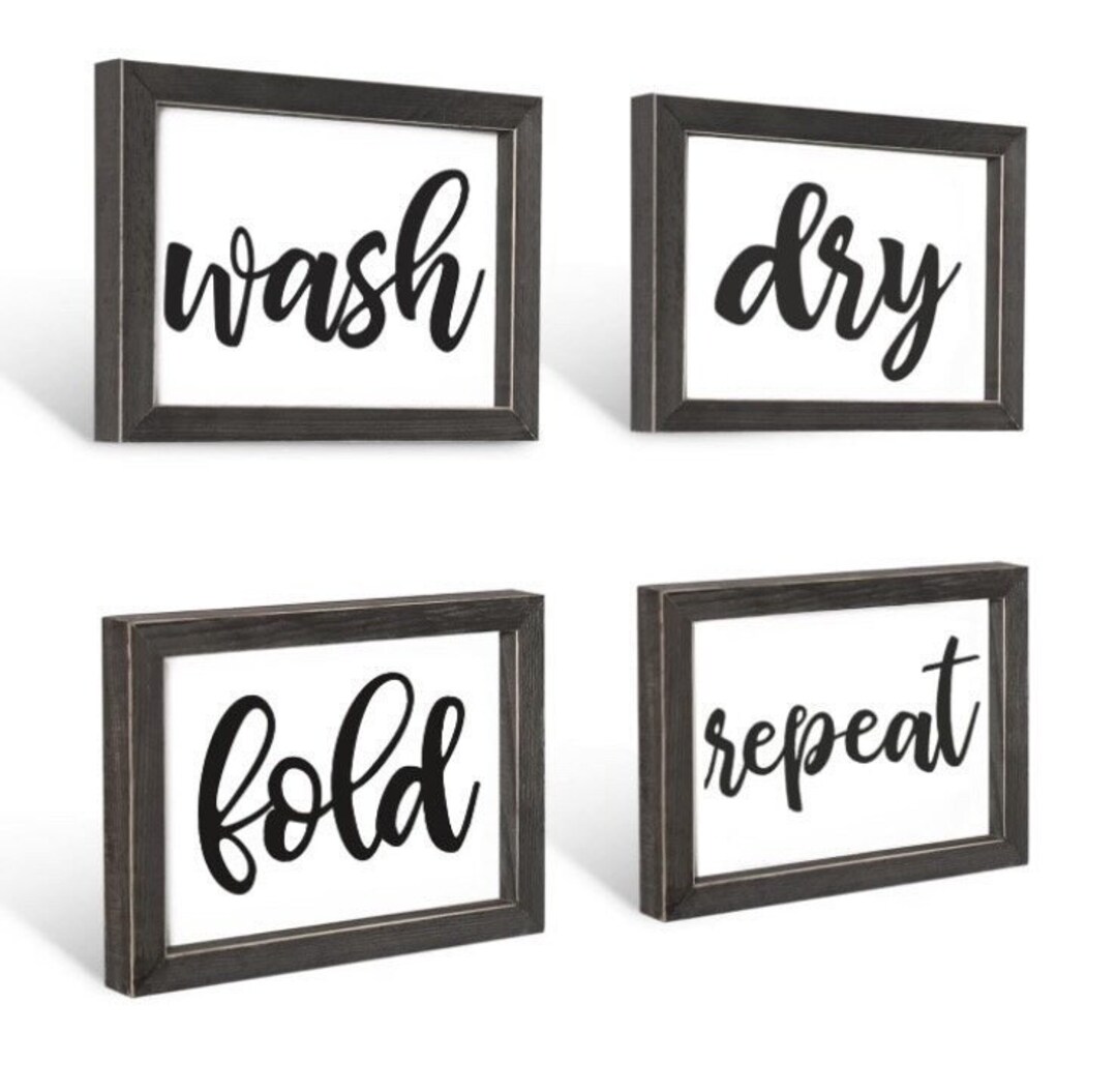 Mokof 6x8 Laundry Room Farmhouse Wash Dry Fold Repeat Decor Set of 4 ...