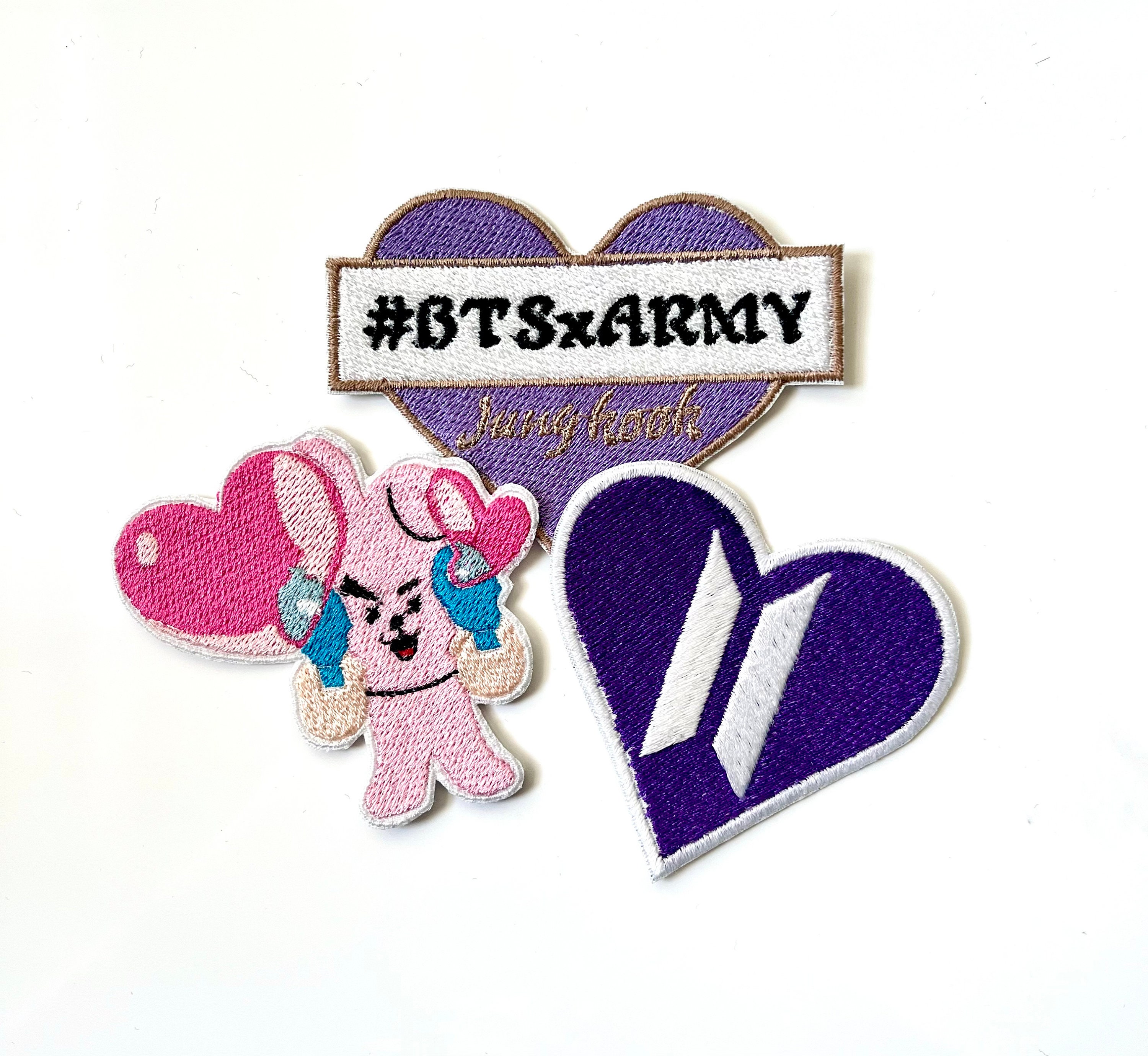BTS X ARMY BT21 Bangtan Boys BTS Embroidered Purple Heart Patch Iron on ...