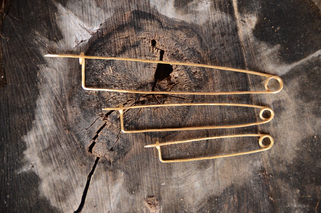 Set of 3 Bronze Pins, 11 13 20cm, Pins for Tablet Weaving, Card Weaving ...