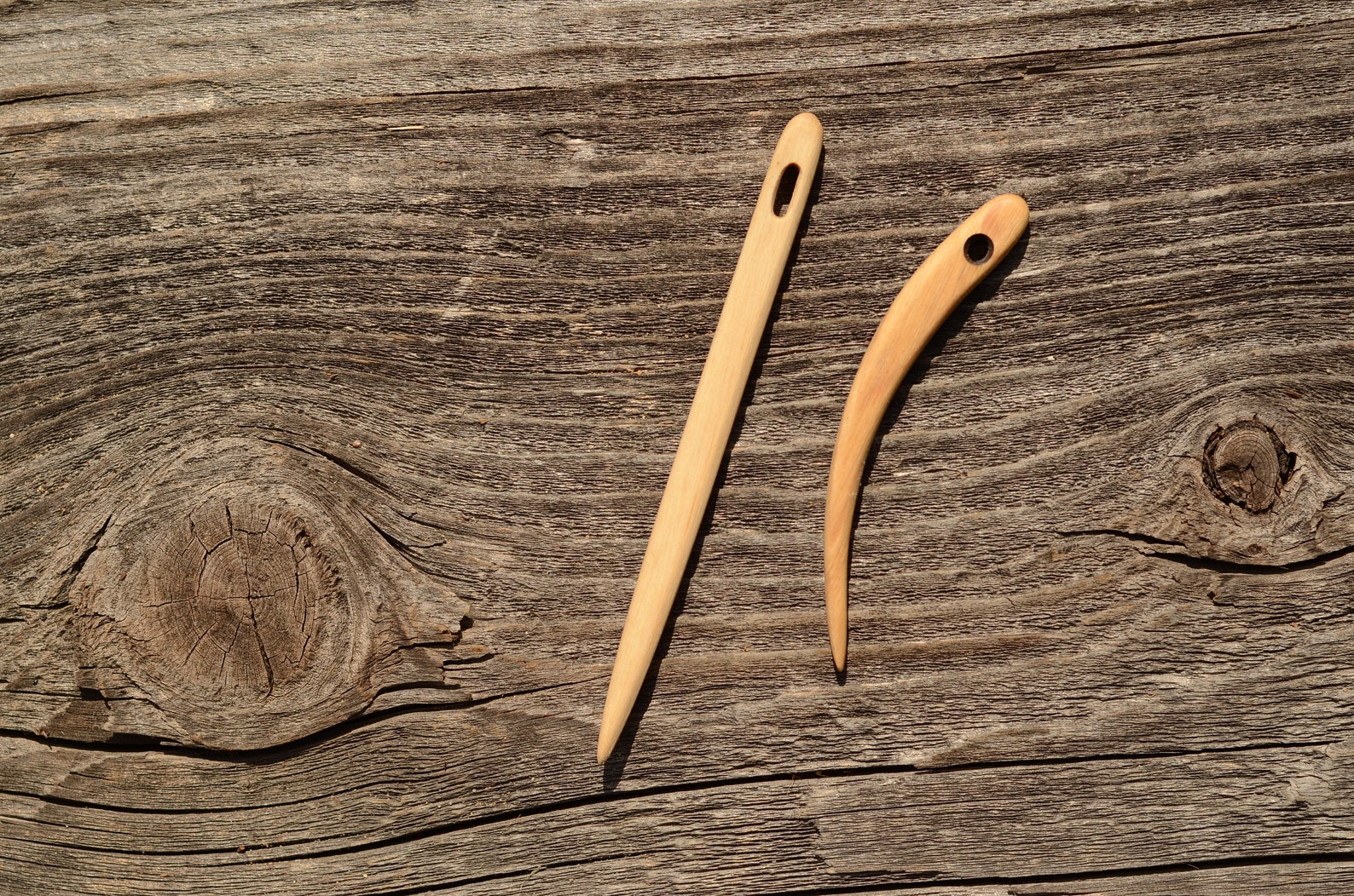 Nalbinding Needles, Wooden Needles, Set of 2 Needles, Medieval Needles ...