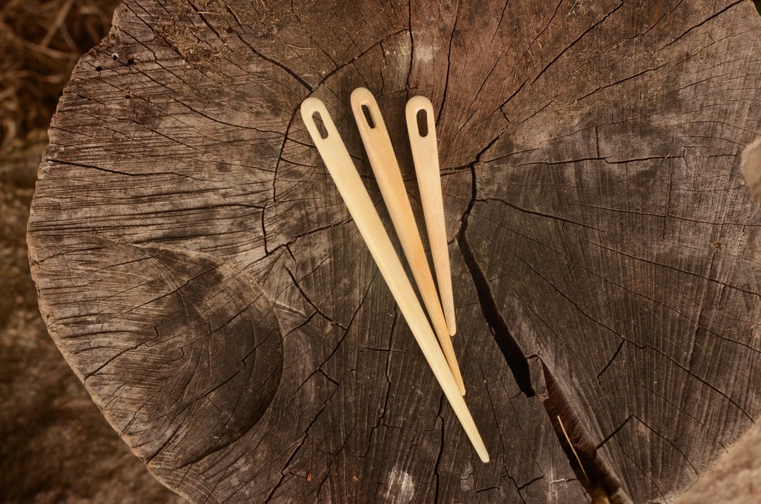 Bone Needles, With Case, Set of 3, Handmade Needle, Nålebinding ...