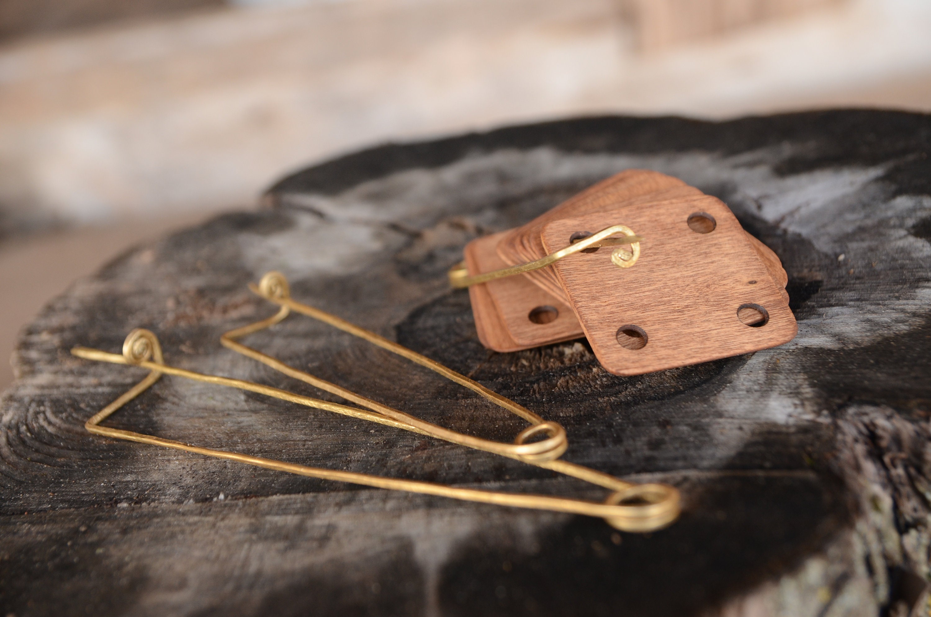 Set of 3 Bronze Pins, 11 13 20cm, Pins for Tablet Weaving, Card Weaving ...