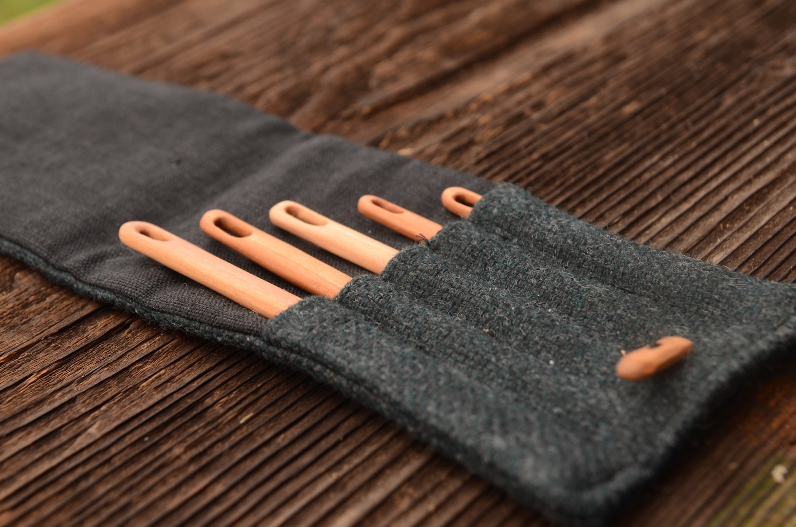 Nalbinding Needles With Case / Apple Tree Wood / Set of 5 Wooden ...