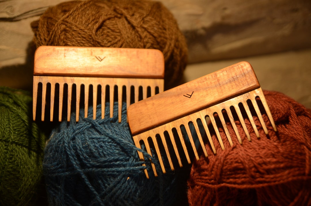 Weaving Comb, Comb With Needle, Oak and Cherry, Nalbinding Needle ...