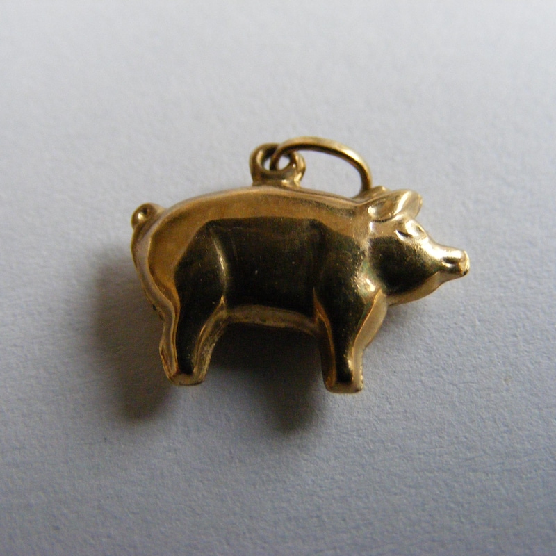 Gold Pig Charm - Etsy UK