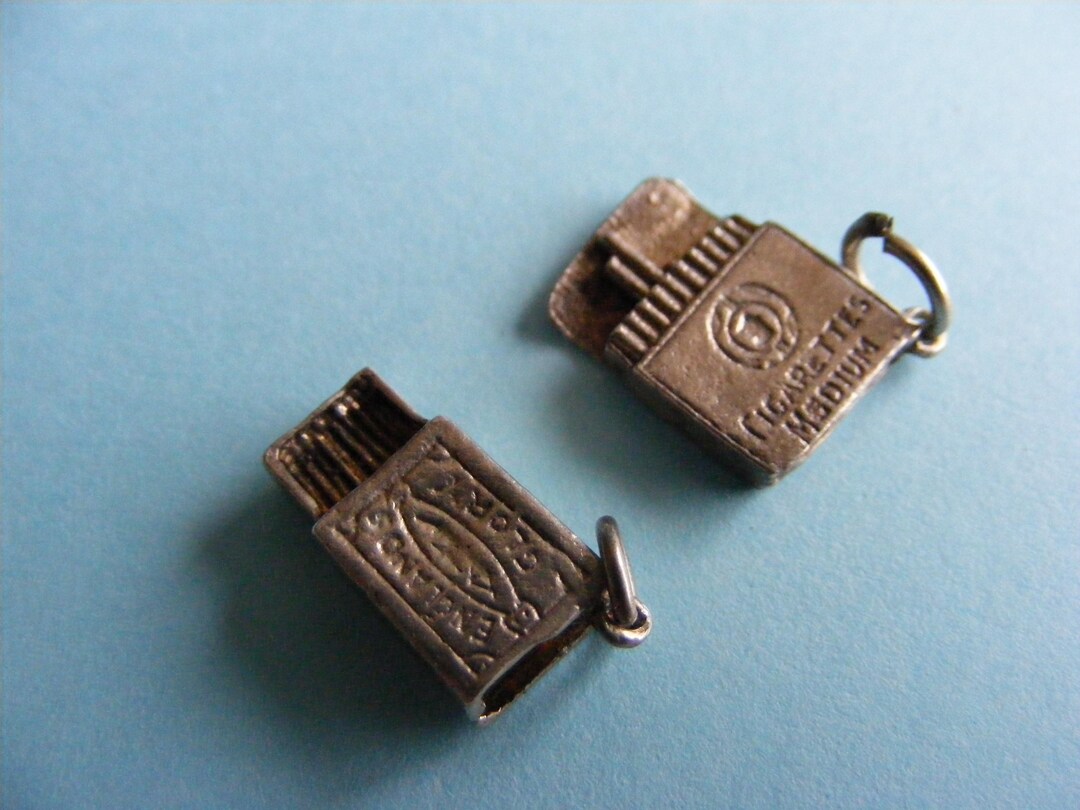 Vintage Sterling Silver Charm Charms Box of Cigarettes and England ...