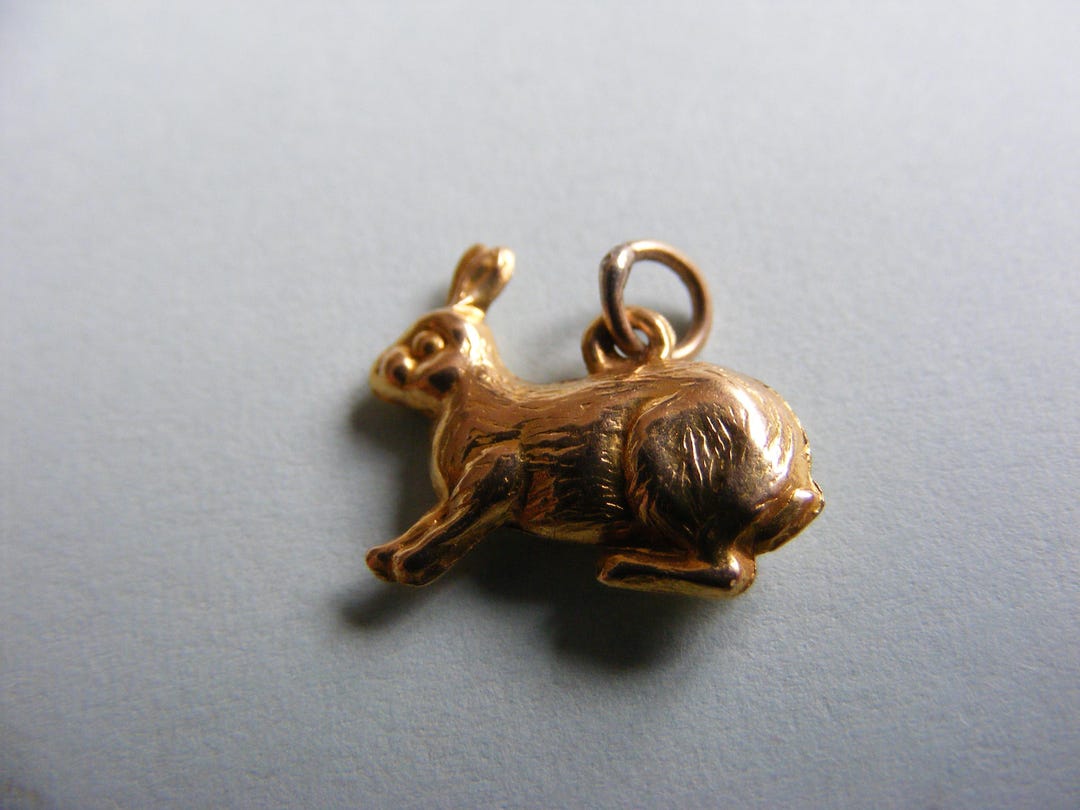 Vintage 9ct Gold Charm : Puffed Rabbit - Etsy