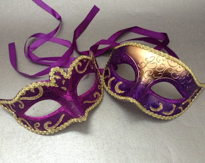 Couples Gold Purple Masquerade Ball Eye Mask Pair - Etsy