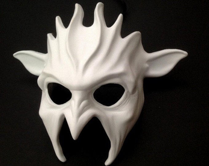 Blank White Demon Alien Devil Masquerade Mask With Ears Quality DIY ...