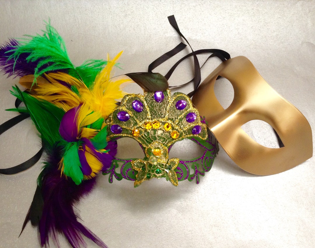 Mardi Gras Carnival Dress up Burlesque Party Masquerade Ball Mask Pair ...