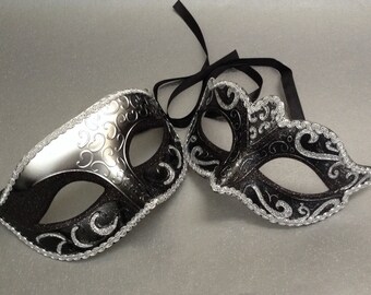 Couple Masquerade Ball Black Silver Eye Mask Pair - Etsy
