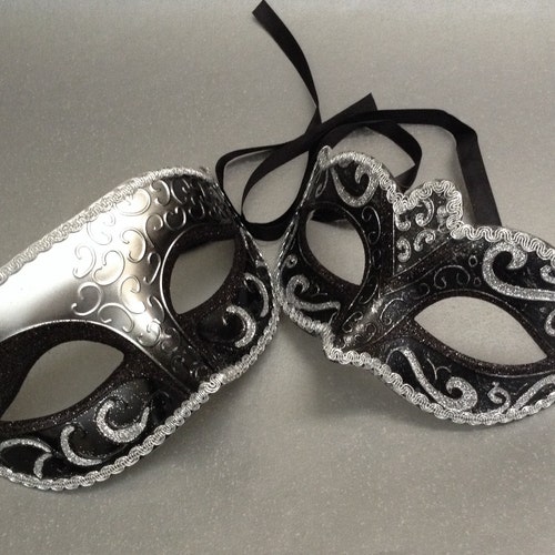 Couples Dark Blue Masquerade Ball Party Mask Pair Etsy