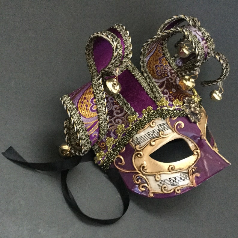 Purple Jolly Jester Mardi Gras Mask Masquerade Carnival - Etsy