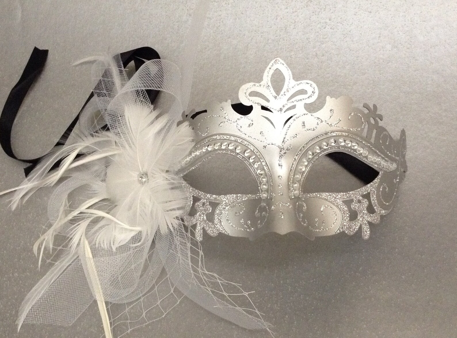 Couple Feather Silver Masquerade ball Eye Mask Pair for Prom | Etsy