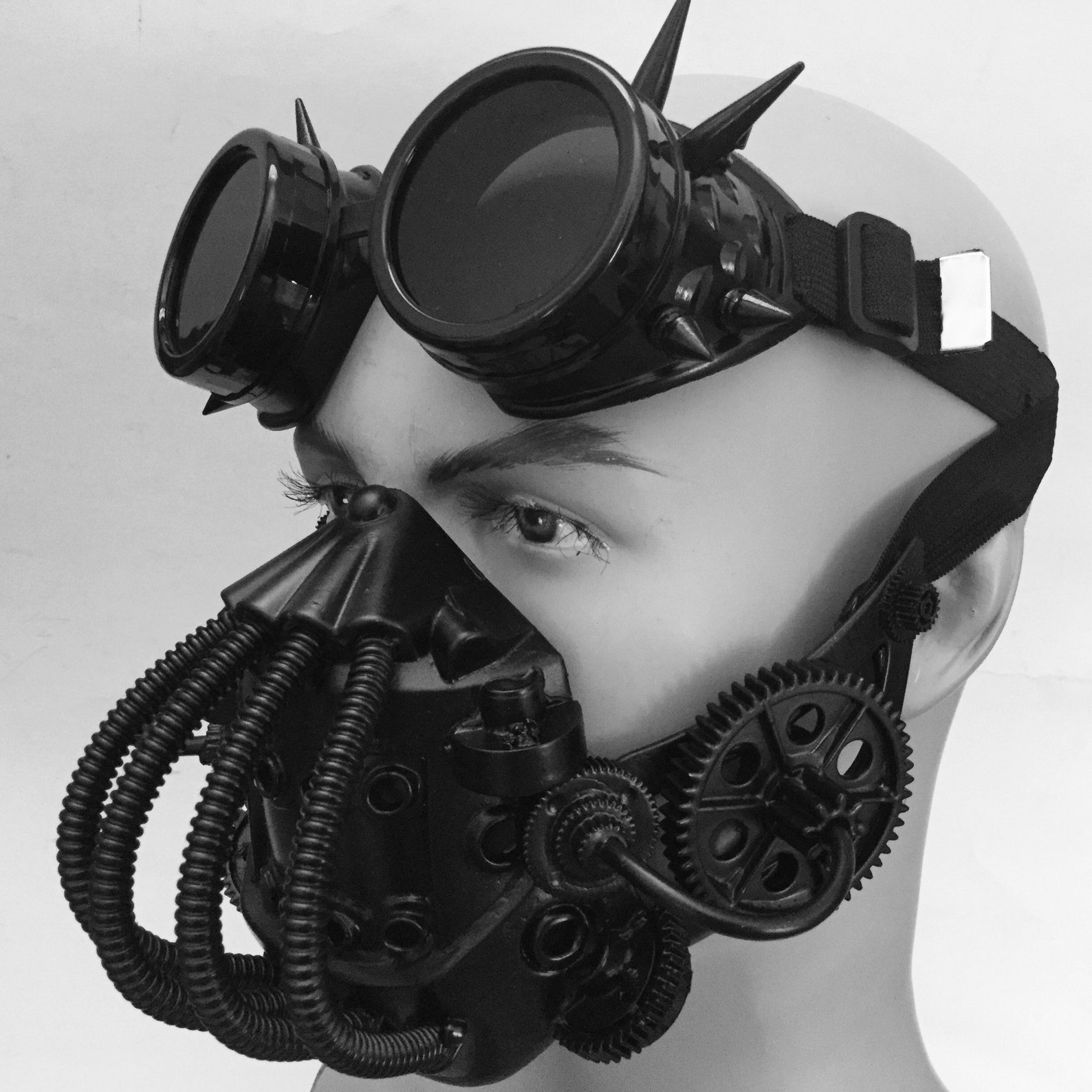Steampunk Mouth Mask Respirator Gas Mask with spiky goggles | Etsy