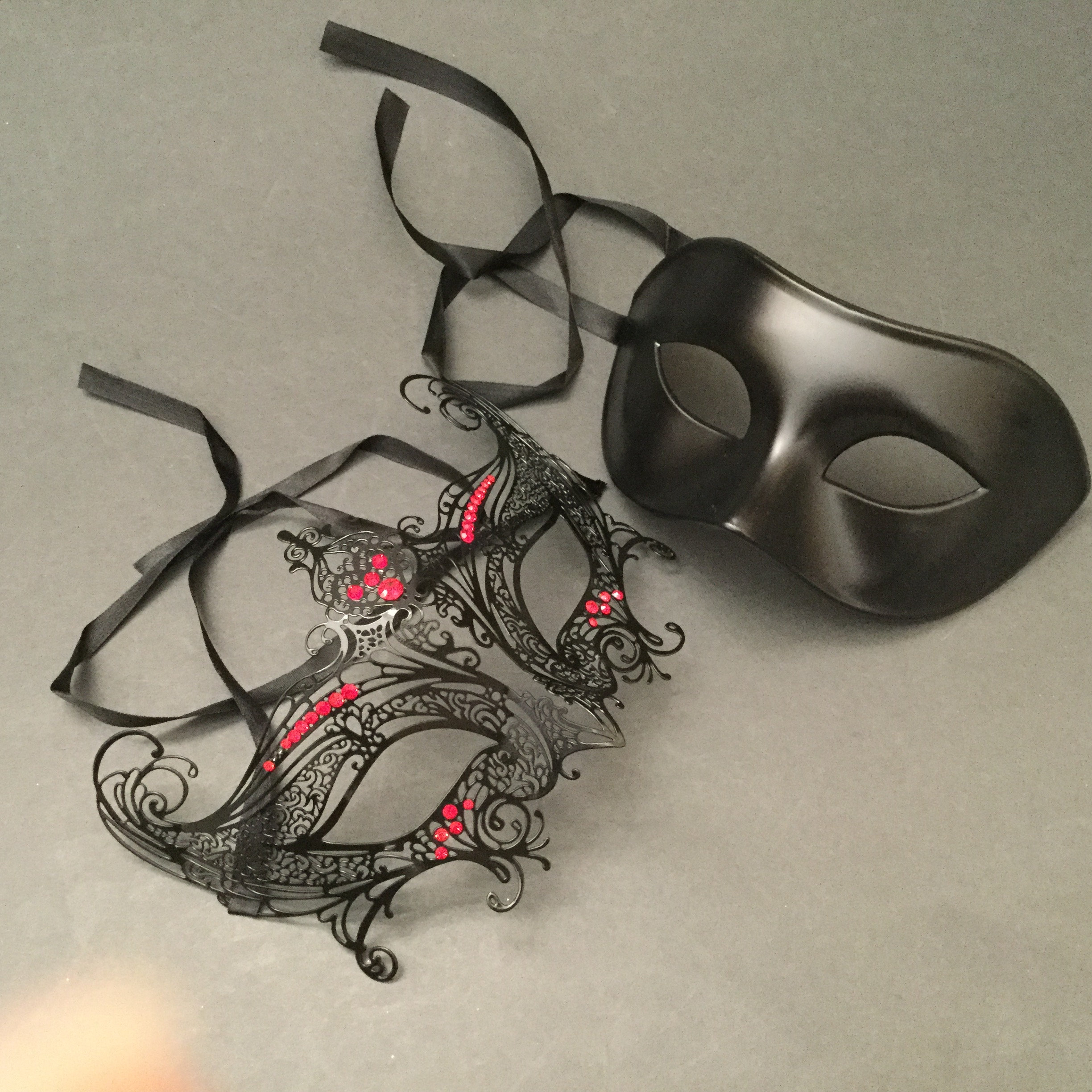 Black Red Masquerade Ball Eye Serena Mask Pair Sparkling - Etsy
