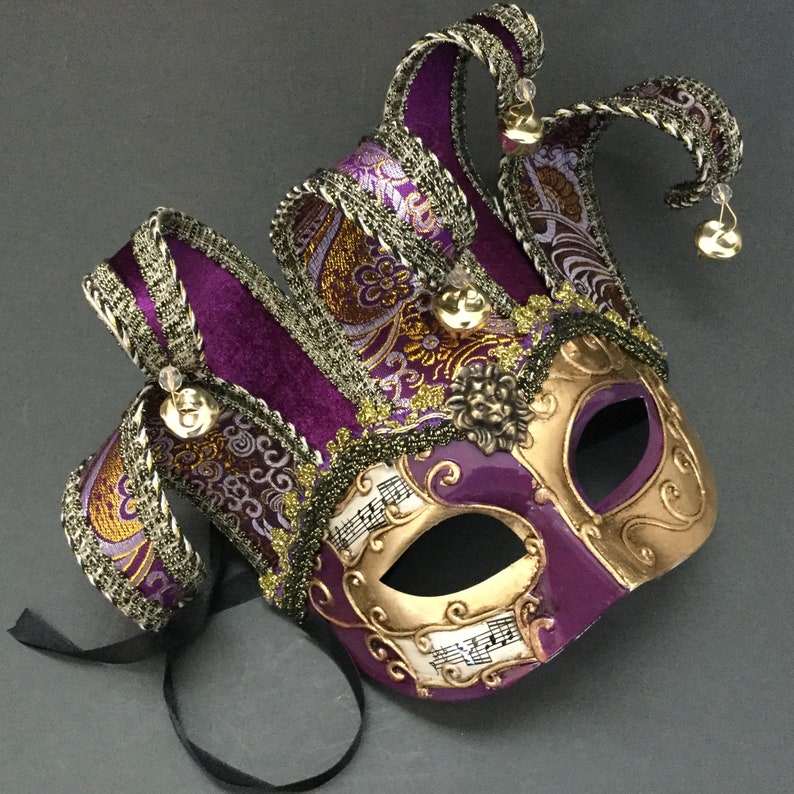 Purple Jolly Jester Mardi Gras Mask Masquerade Carnival - Etsy