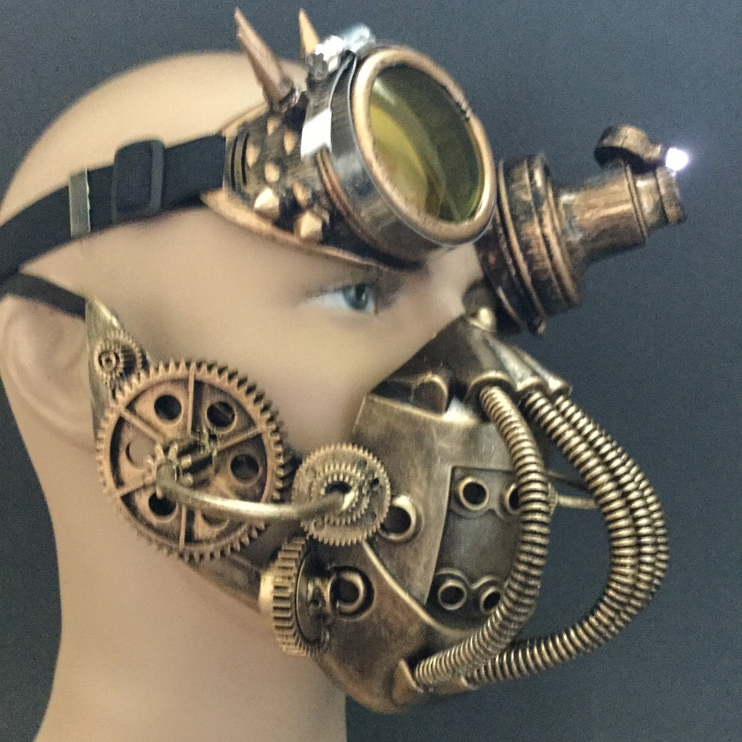 Steampunk Mouth Mask Respirator Gas Mask With Light up Goggles - Etsy