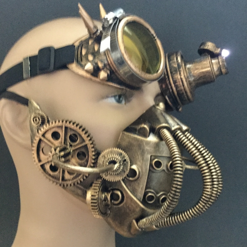 Steampunk Mouth Mask Respirator Gas Mask With Light up Goggles - Etsy ...