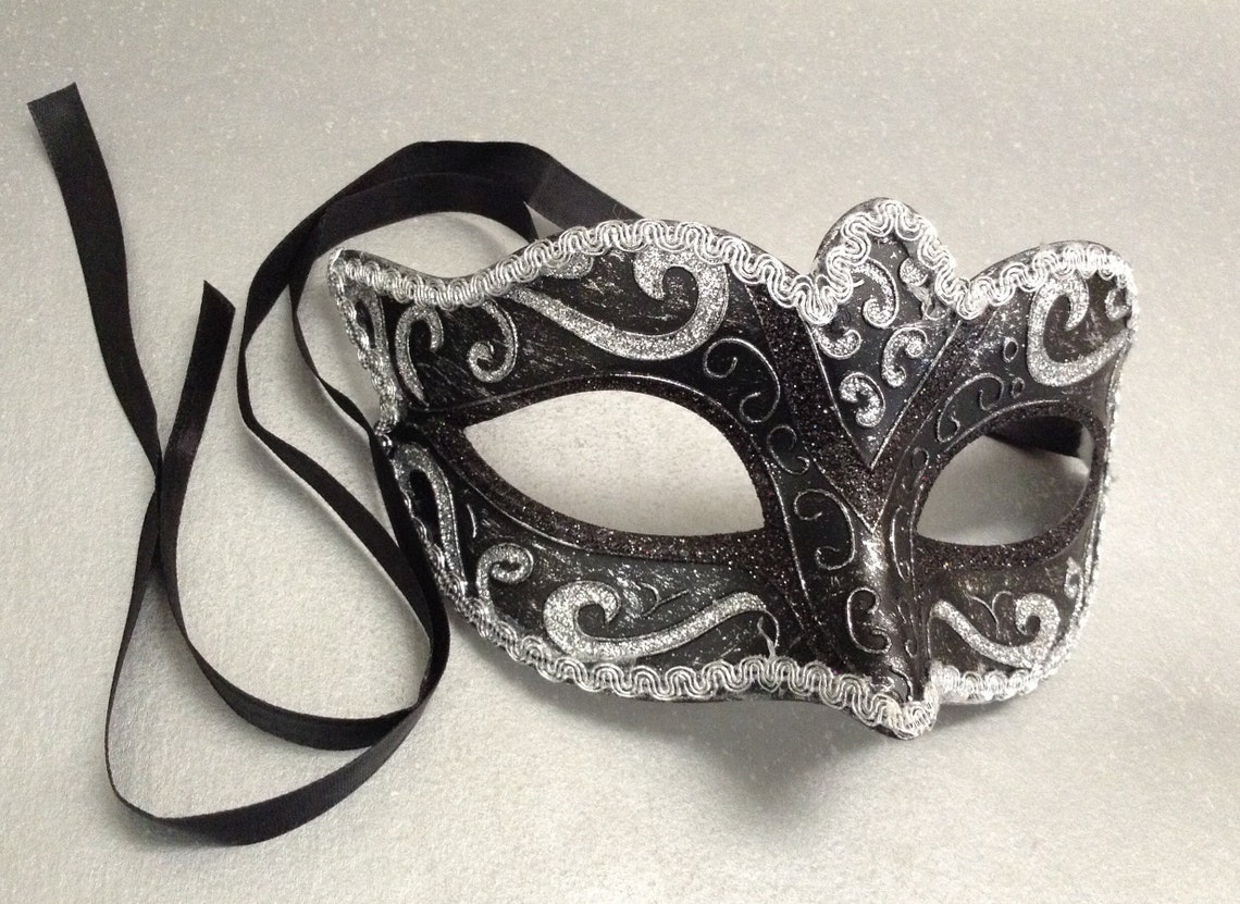 Couples Masquerade Ball Black Silver Eye Mask - Etsy