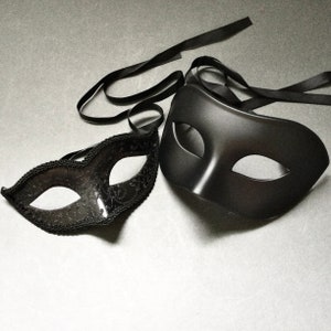 Black Masquerade Ball Eye Mask Pair for Cosplay Party Prom Dance Photo ...