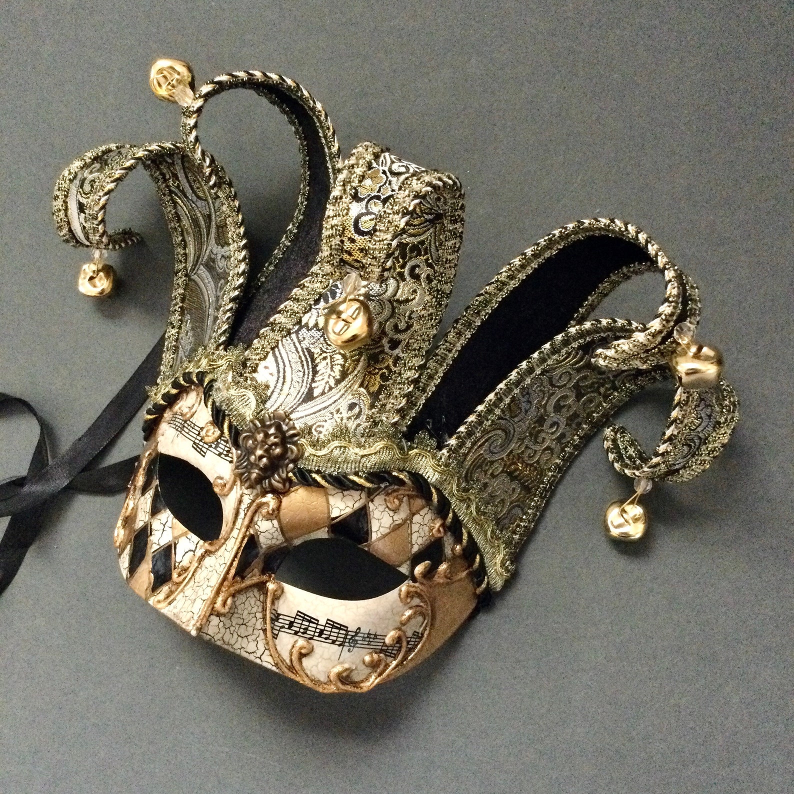 Black Gold Couple Mask Feather Harlequin Jester Mardi Gras - Etsy