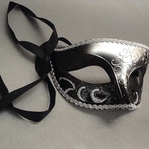 Couples Masquerade Ball Black Silver Eye Mask - Etsy