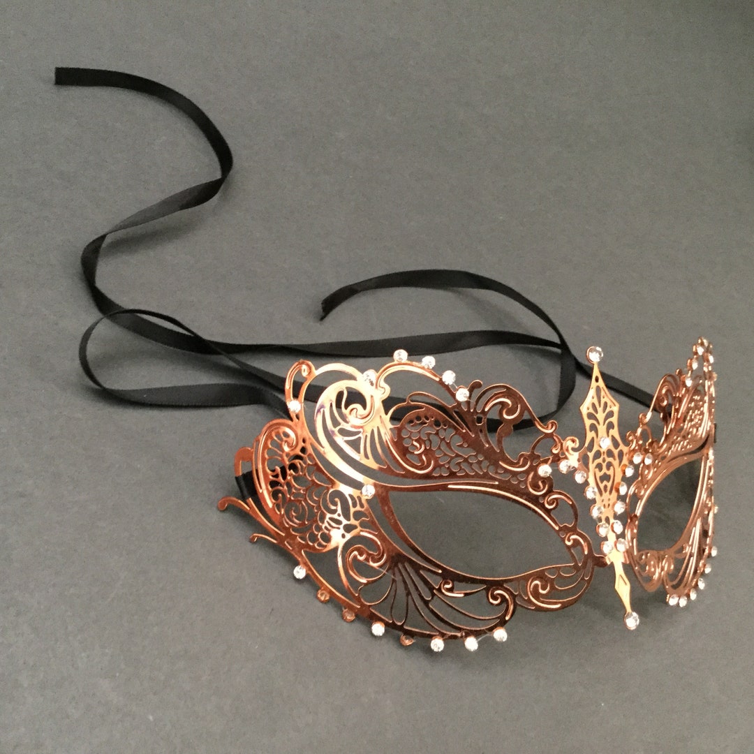 Rose Gold Masquerade Laser Cut Metal Eye Mask for Girls Women - Etsy ...