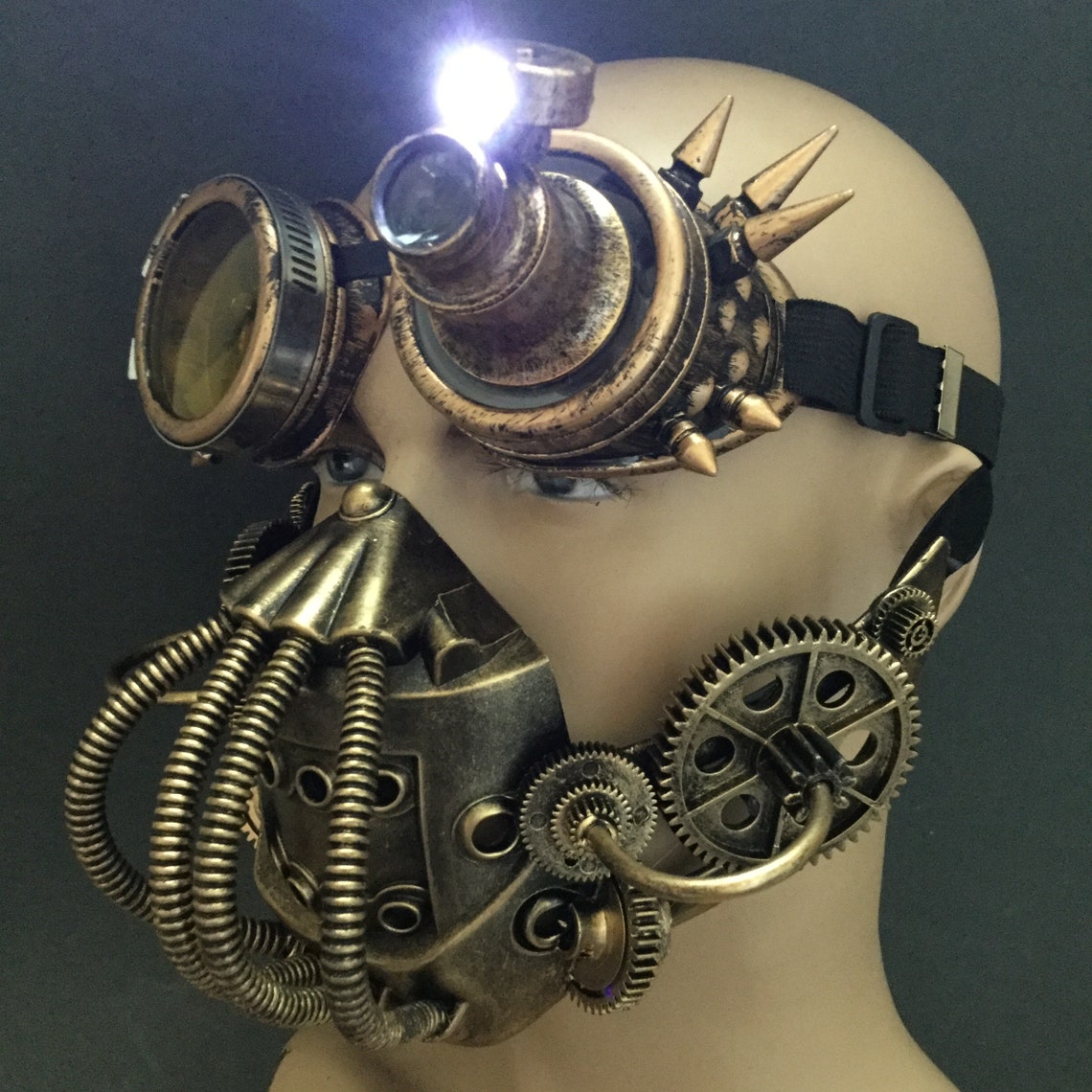 Steampunk Mouth Mask Respirator Gas Mask With Light up Goggles - Etsy