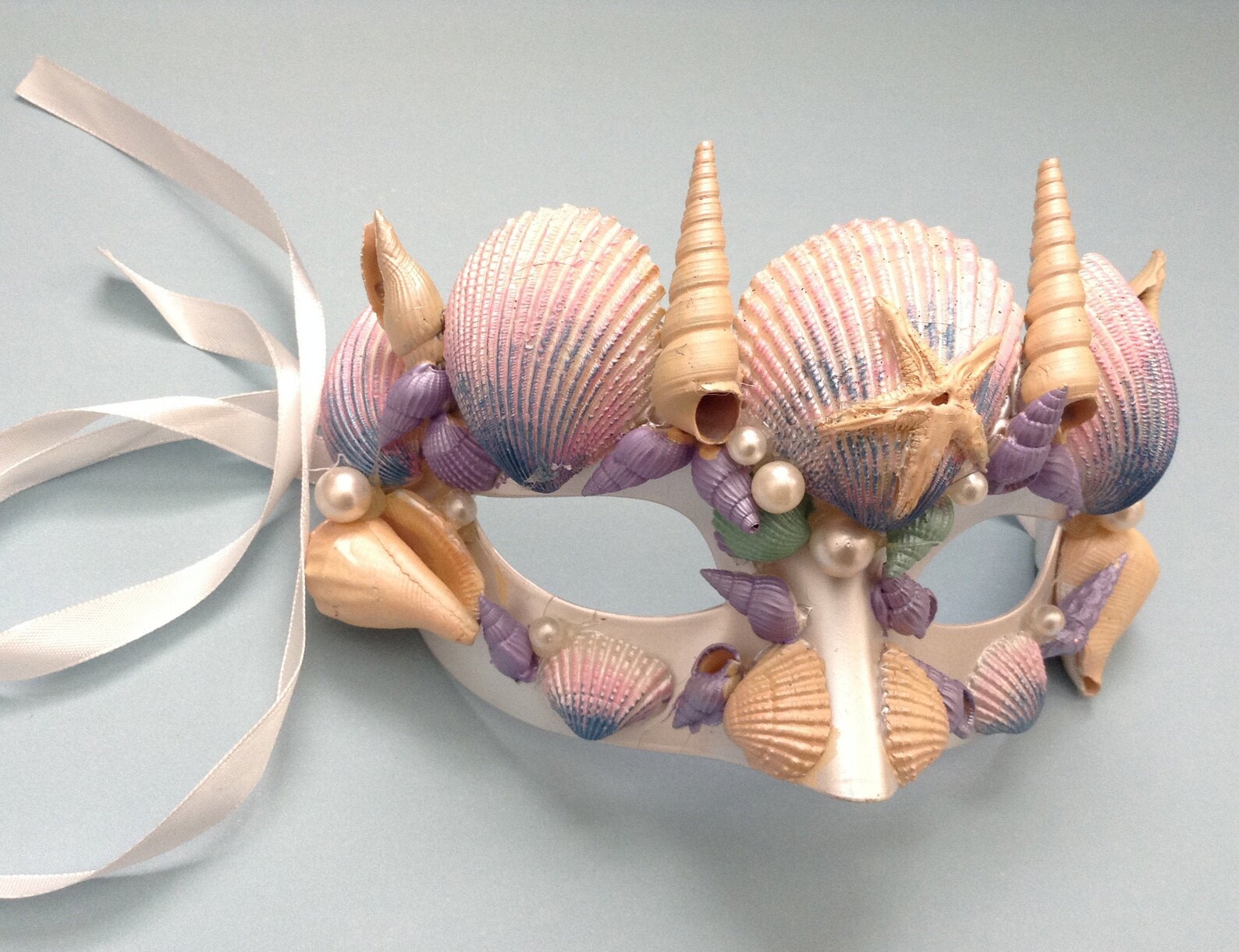 Mermaid Masquerade mask Seashells Princess Half face Mask | Etsy