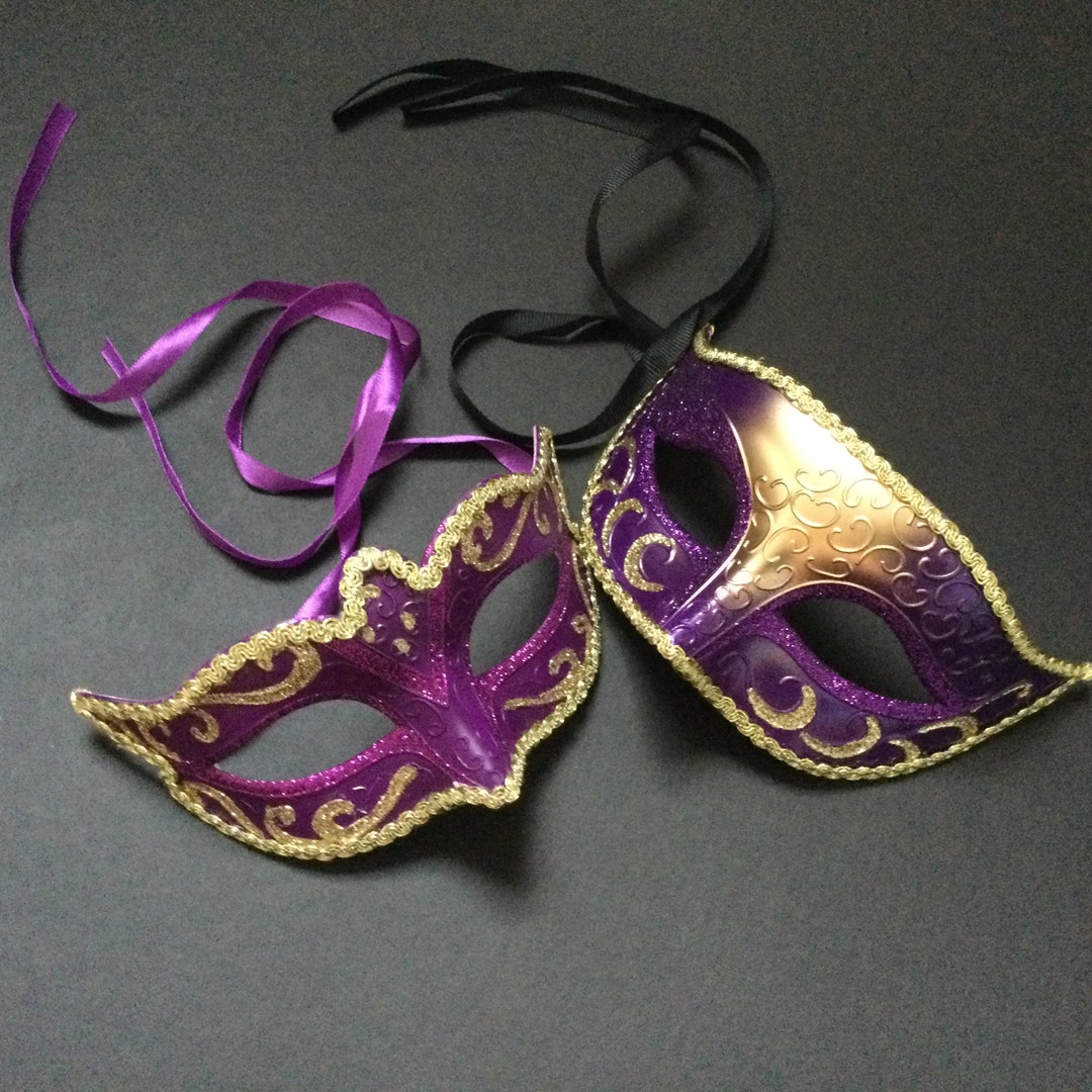 Purple Masquerade Ball Eye Mask Pair for Daddy and Daughters Dance ...
