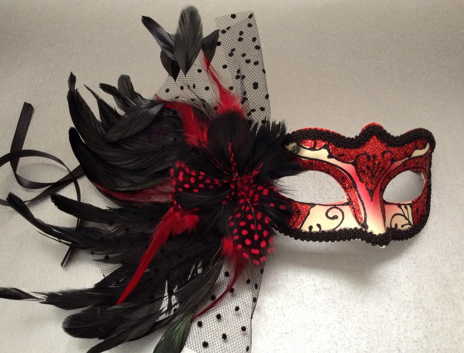 Netting Feather Veils Costume Carnival Party Red Masquerade - Etsy