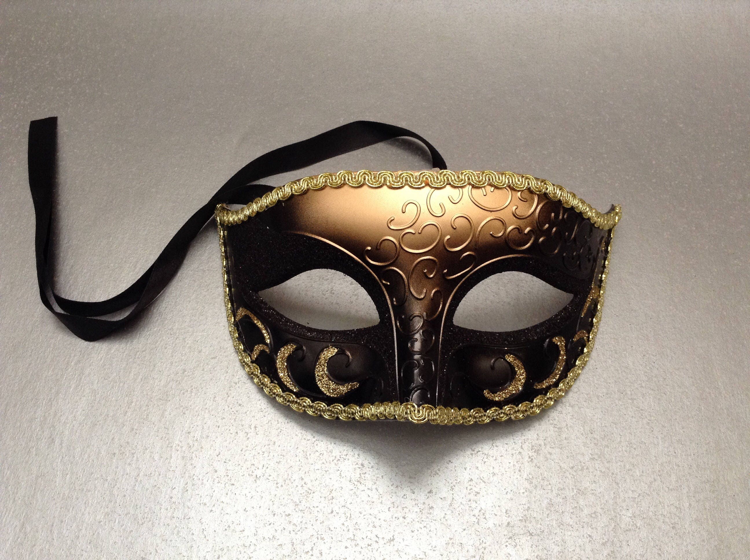 Black Gold Masquerade Ball Mask for Black Dress Formal Party - Etsy