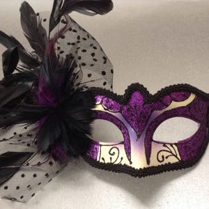 Mens Mardi Gras Party Purple Masquerade Ball Feather Mask Pair - Etsy