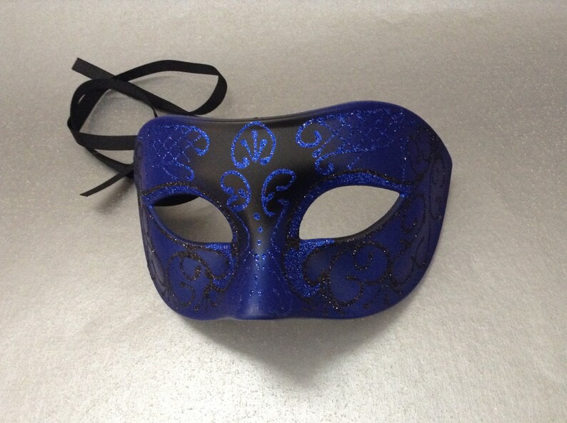 Couples Dark Blue Masquerade Ball Feather Flower Netting Party - Etsy