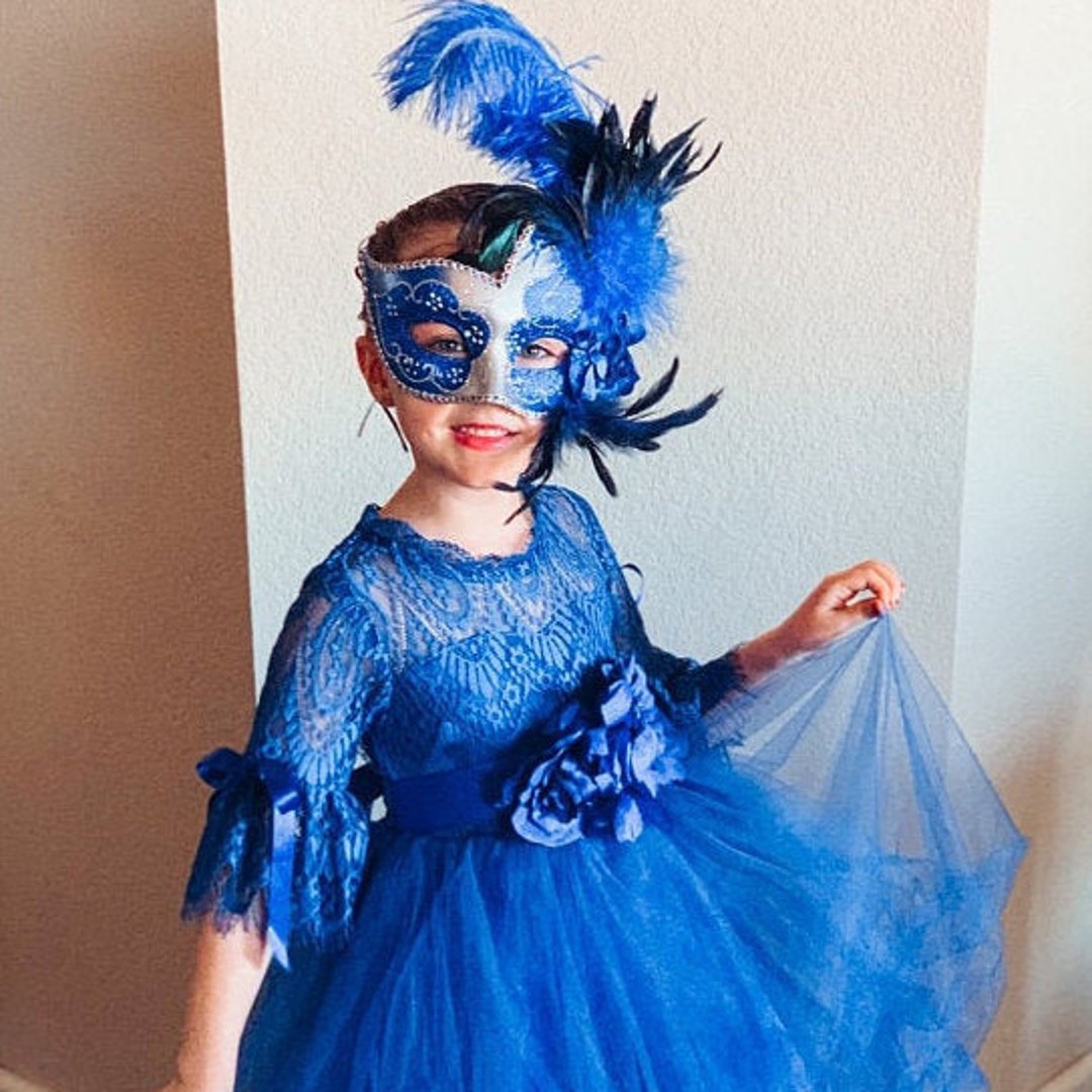 Silver Blue Girls Masquerade Ball Mask Pair for Daddy Daughters Dance ...