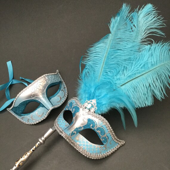 Silver And Light Blue Masquerade Masks