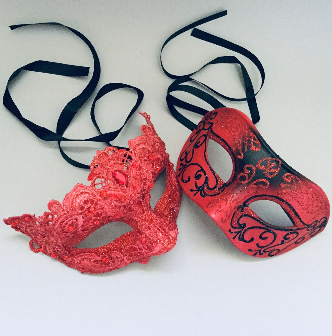 Red Lace Masquerade Mask Christmas New Year Party - Etsy