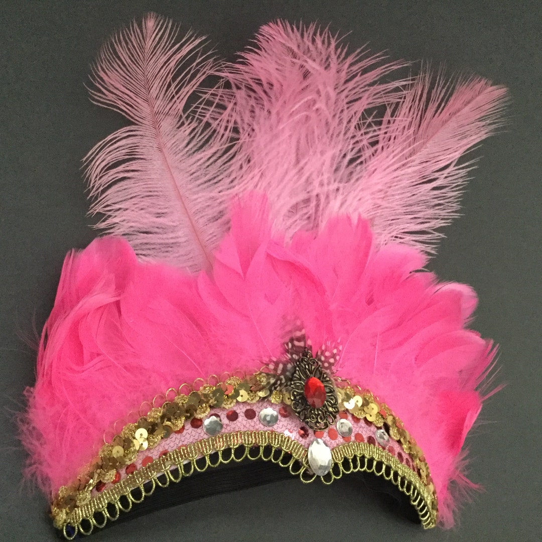 Masquerade Pink Feather Headpiece Carnival Cosplay Dress Up - Etsy