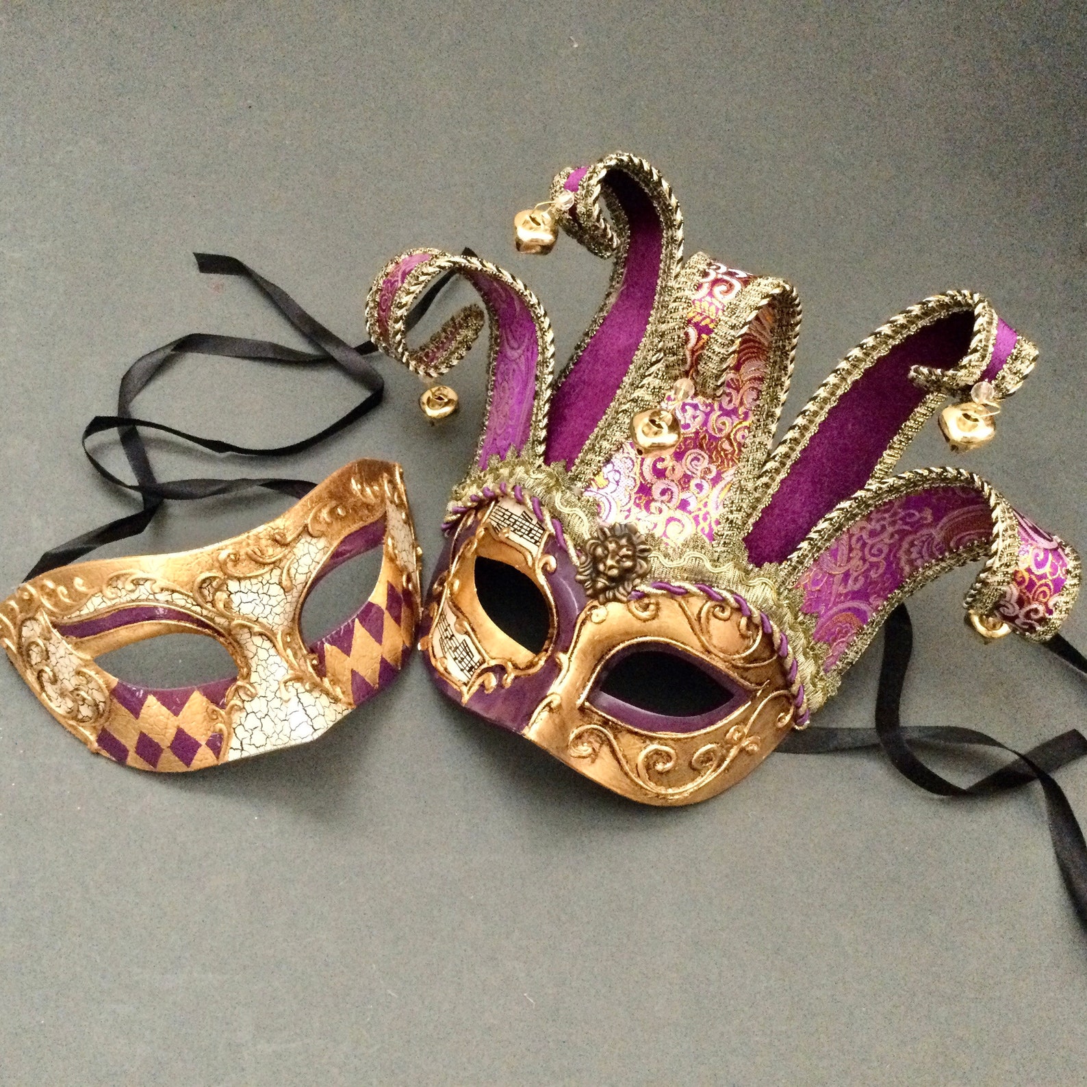 Purple Jolly Jester Mardi Gras Mask Masquerade Carnival - Etsy