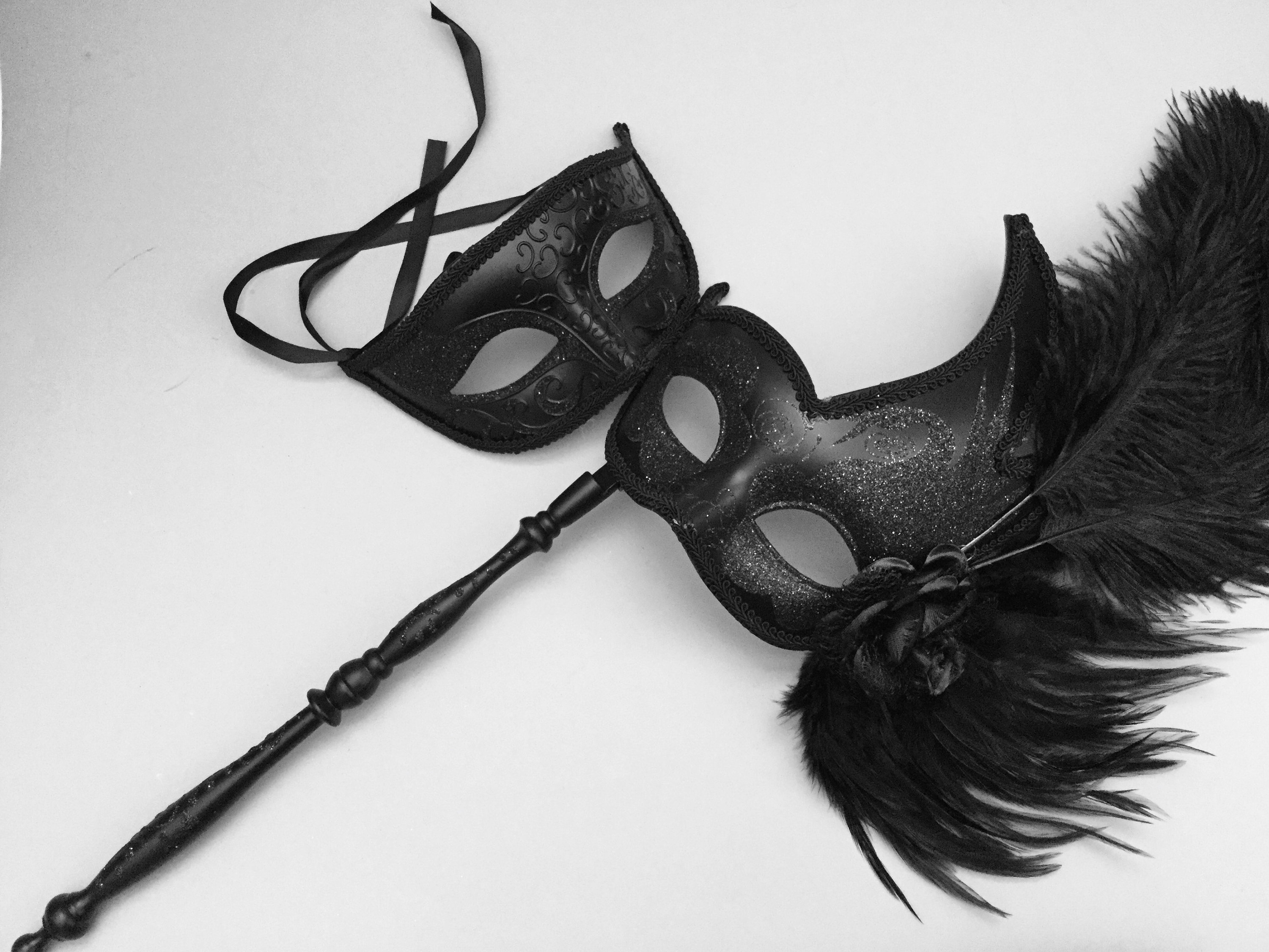 Black Masquerade Stick Handle Mask Pair Birthday Costume - Etsy
